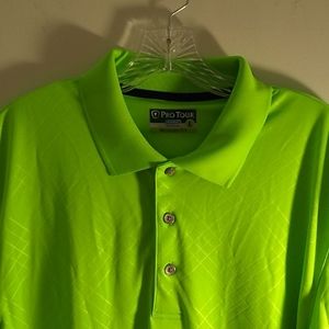 Pro Tour | Shirts | Mens Neon Green Diamond Pattern Gold Shirt | Poshmark